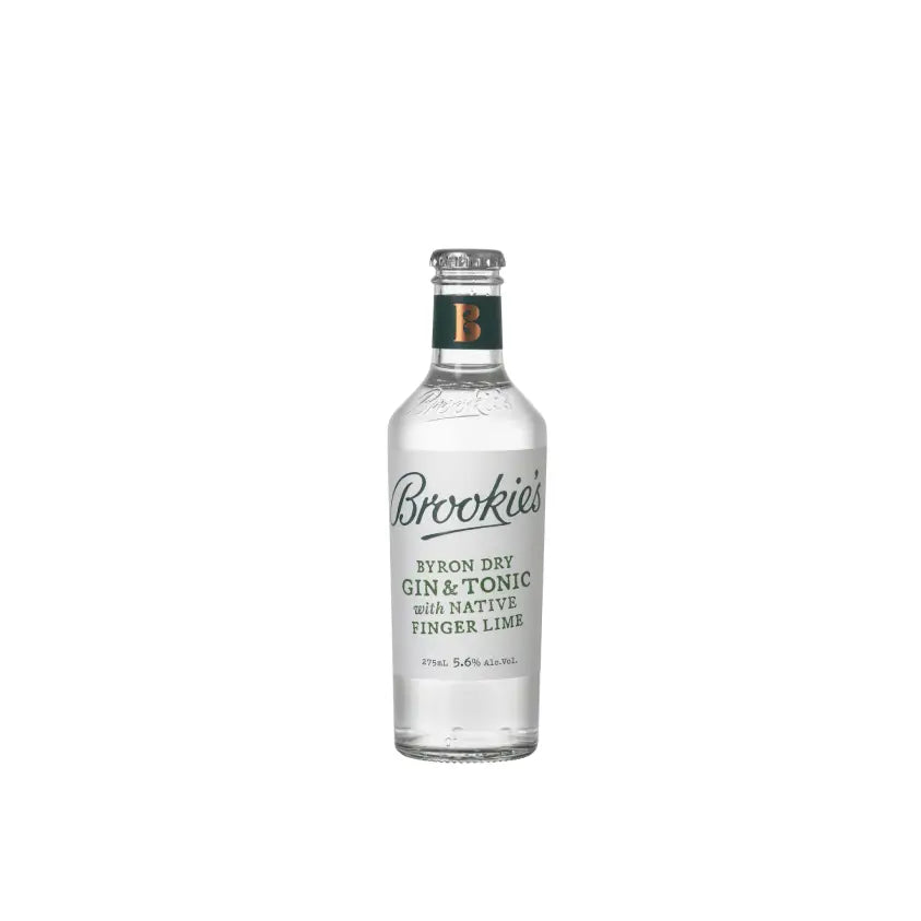 Brookie's Dry Gin & Tonic with Native Finger Lime 275ml 4 Pack | Porter ...