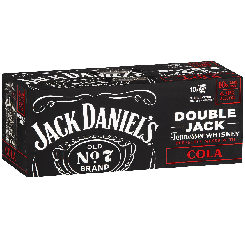 Buy Jack Daniels Double Jack & Cola Can 375ml 10 Pack — Porters Lux